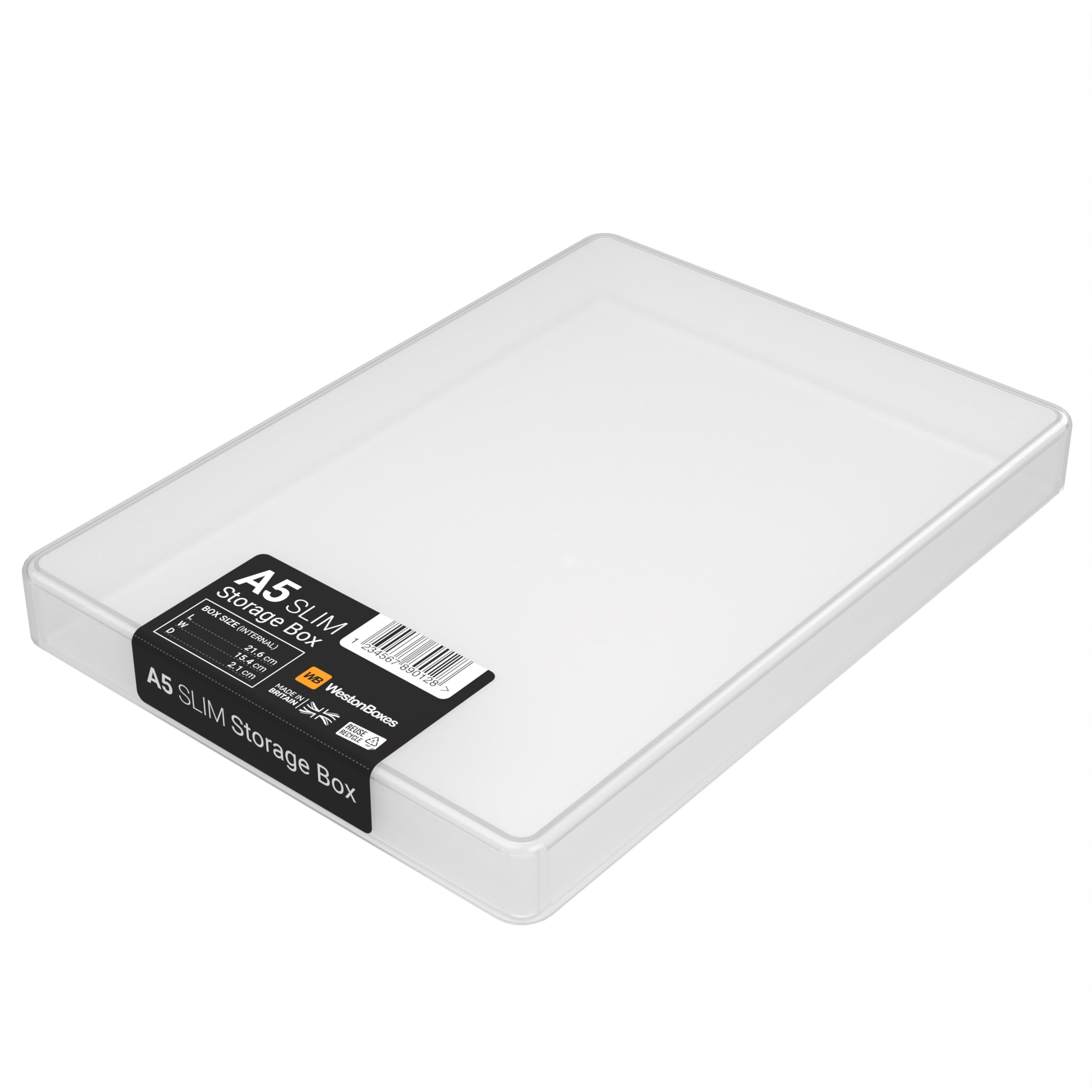Slim A5 Storage Box, Clear, Transparent — WestonBoxes Trade