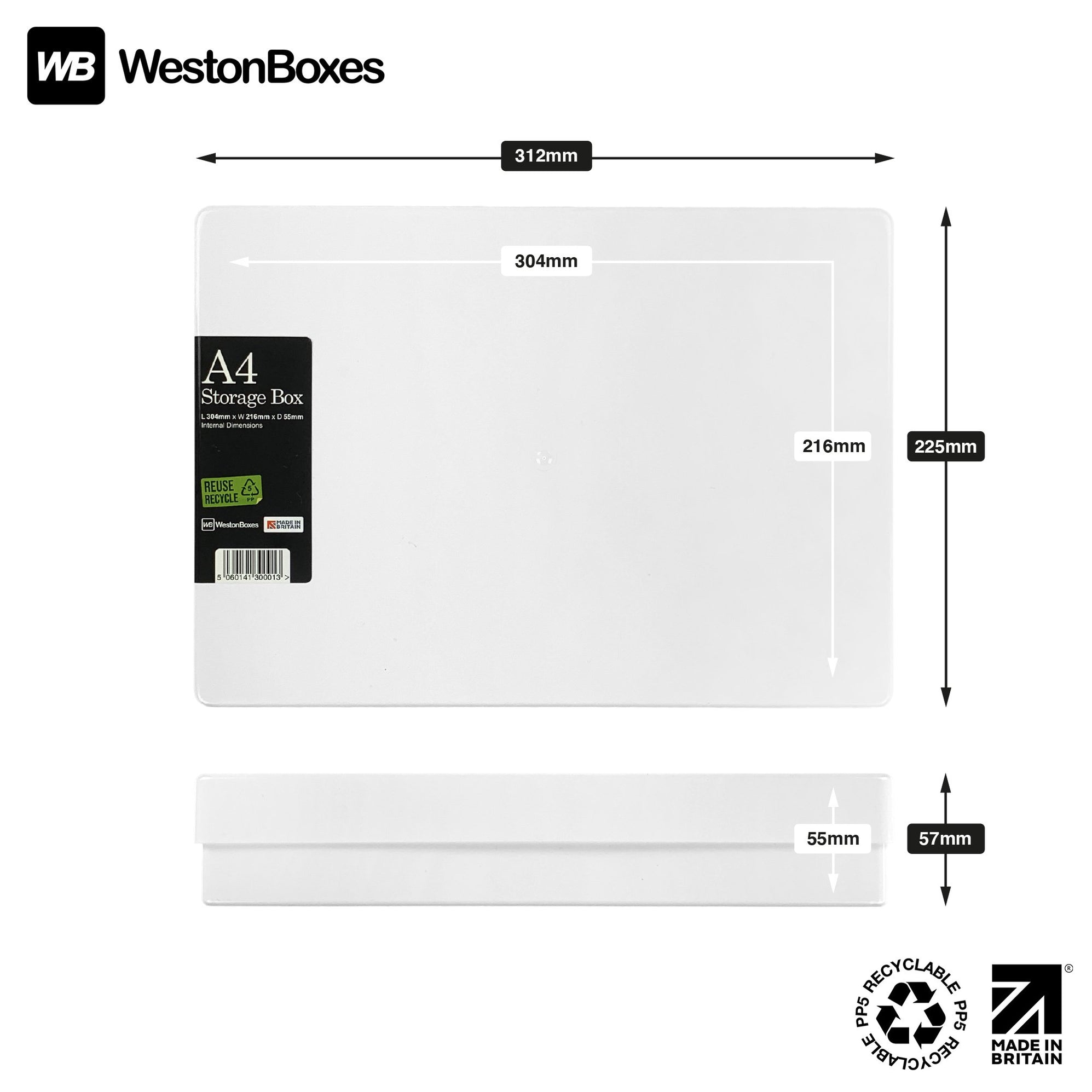WestonBoxes Plastic Storage Box for A4 Paper, Clear — WestonBoxes Trade